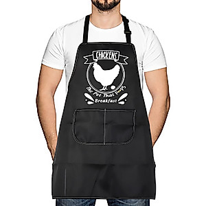 LEVLO Funny Chicken Kitchen Apron Chicken The Pet That Poops Breakfast Kitchen Apron Breakfast Apron For Men Women(Chicken Breakfast)