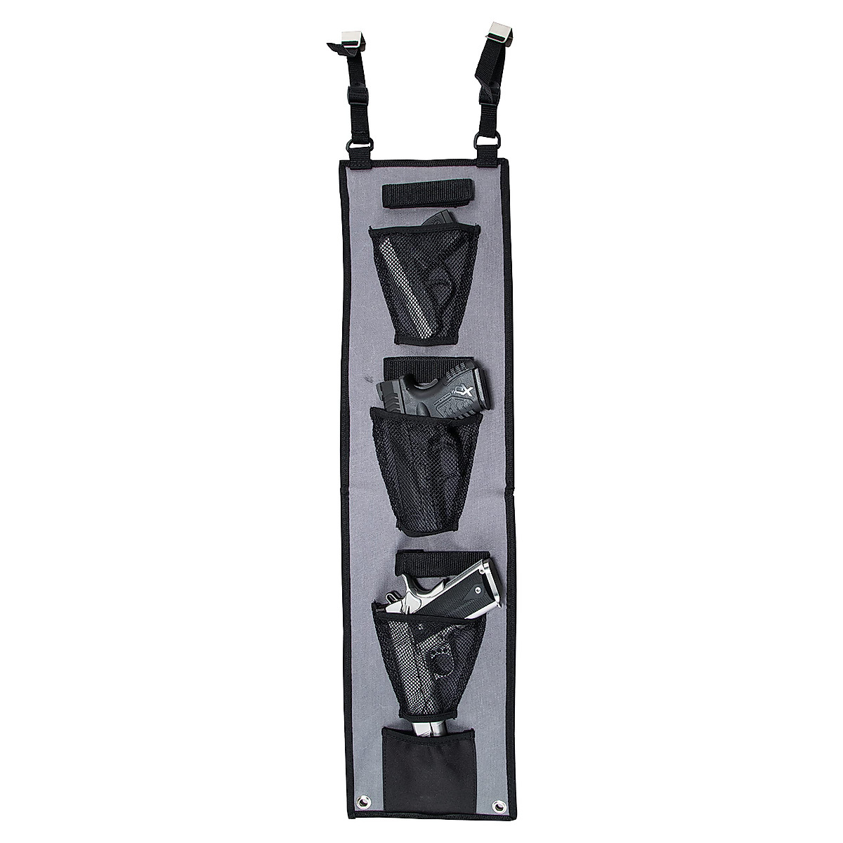Lockdown Handgun and Tactical Rifle Upper Hanger with Mesh Pockets for Gun Vault Organization, Storage and Security