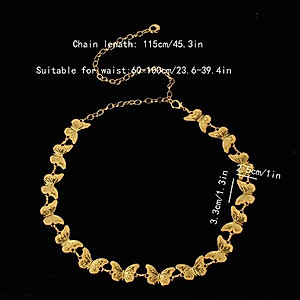 Felite Fnn Women Butterfly Skinny Waist Belt Dress Blouse Chain