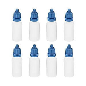 Othmro 0.5oz PE Lab Eye Plastic Dropper Bottles 50pcs, 15ml Squeezable Eye Liquid Dropper Thin Mouth Via of Liquid Sample Seal Storage Bottle with Childproof Blue Cap