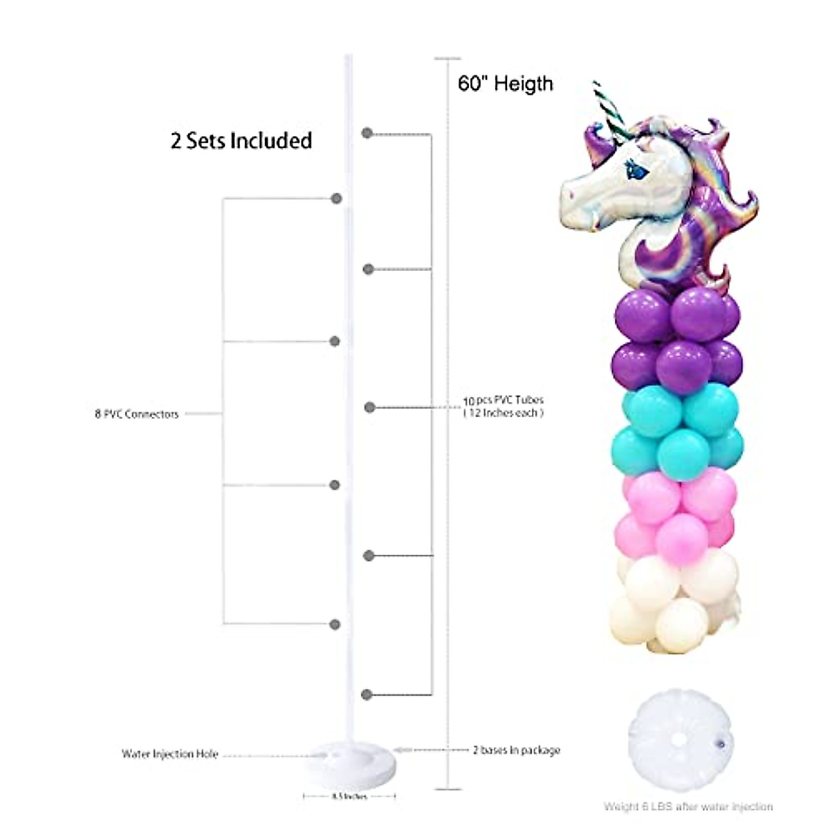 LANGXUN 2 Sets DIY Balloon Column Stand Kits For Birthday Decorations, Wedding Decorations, Party Decorations, Christmas Balloon Decorations
