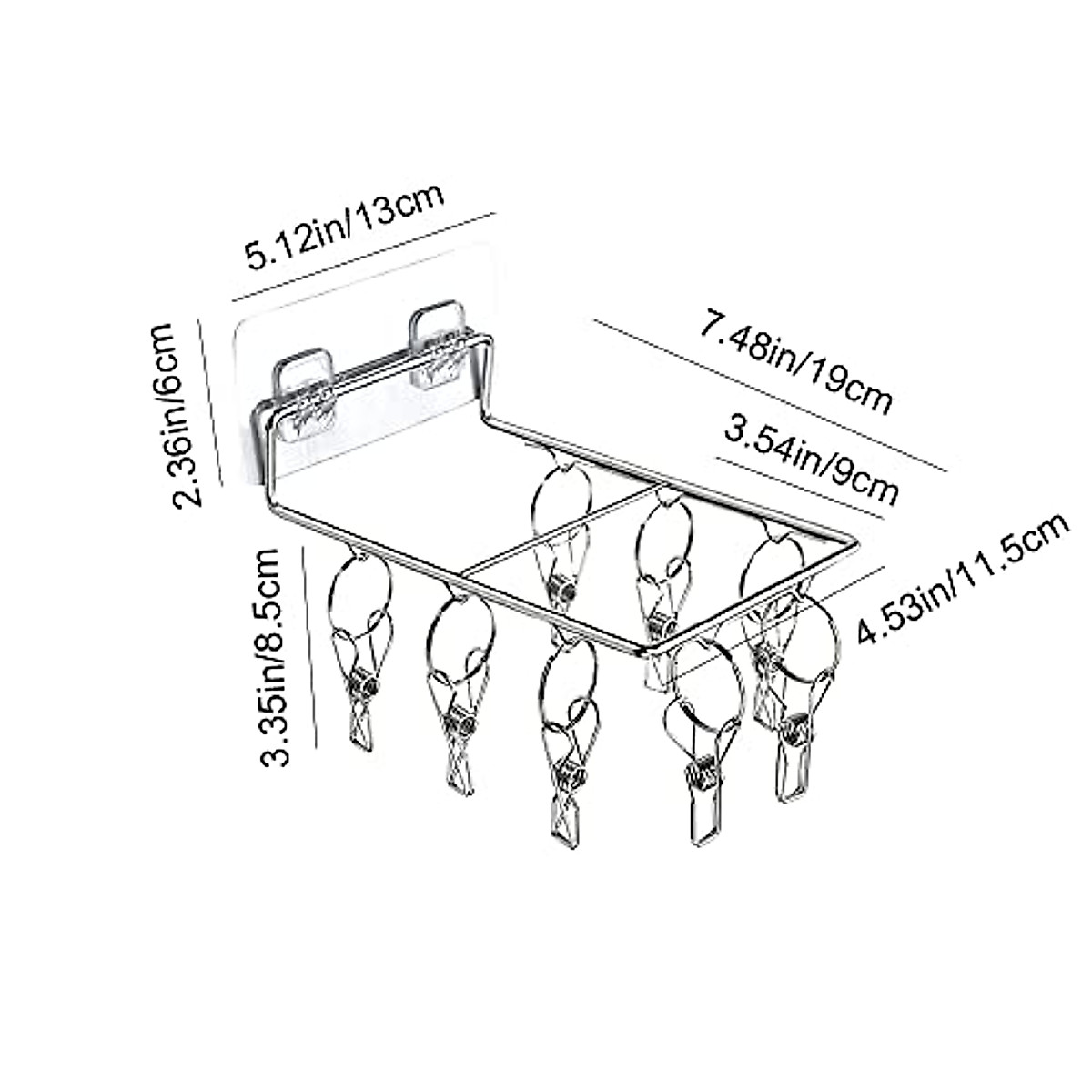 NOOMIEQCF Clothes Drying Rack Towel Rack Sock Drying clamp Stainless Steel Drying Drip Hanger Self Adhensive Hanger Rack for Socks Gloves Baby Clothes