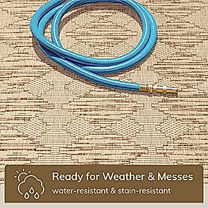 Well Woven Medusa Vidar Trellis Diamond Pattern Indoor/Outdoor Beige Flatweave 7'10'' x 10'6" Area Rug