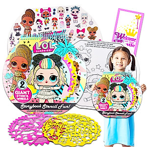 LOL Doll Stencil Activity Book - LOL Doll Arts and Crafts Bundle with Giant Activity Book Including Stickers, Stencils, lol doll stickers