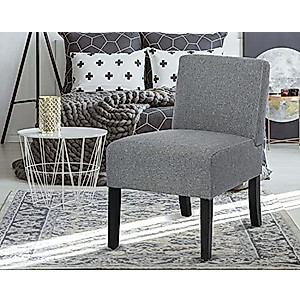 Armless Accent Chair Set of 2, Modern Living Room Chairs with Thick Cushion & Solid Wood Legs, Fabric Comfy Bedroom Slipper Accent Corner Side Chair Living Room Furniture, Grey