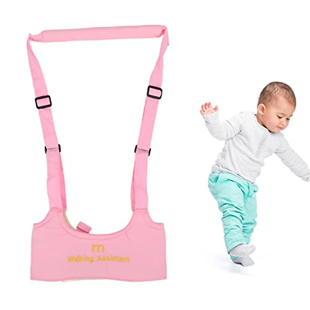 FILFEEL Baby Walker Baby Walking Harness Adjustable Handheld Kids Walker Helper Walking Learning Helper for Toddler 8-20 Months(Pink)