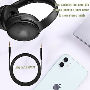 QC35 Cable 3.5 to 2.5 Extension Cord Replacement Audio Cable Line Compatible with Bose QuietComfort 45/35 II Wireless Headphones 700 / QC35 II / QC35 QC45(Series I) / SoundLink II On-Ear 2 OE2 OE2i