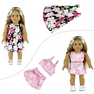 ReeRaa 20 pcs 18 inch Doll Clothes and Accessories for American 18 inch Girl Doll Clothes Gift Including 10 Complete Sets of Clothing