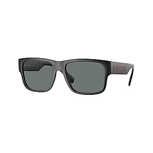 BURBERRY Knight BE4358 346481 57MM Black/Dark Grey Polarized Square Sunglasses for Men + BUNDLE With Designer iWear Eyewear Kit