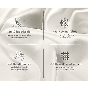 California Design Den - Silky Soft Rayon from Bamboo Cases Standard Size, Set Of 2 For Smooth Hair & Skin, Fits Standard & Queen Pillows, Ivory Pillow Covers