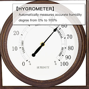 BESTIME 66285A Three-in-one Metal Wall Clock.Thermometer,Hygrometer,Weatherproof,Indoor,Outdoor,Weather Resistant.Whether Industrial,Country,Rustic.
