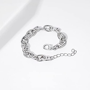 Amazon Essentials Rhodium Plated Mariner Link Bracelet, Silver