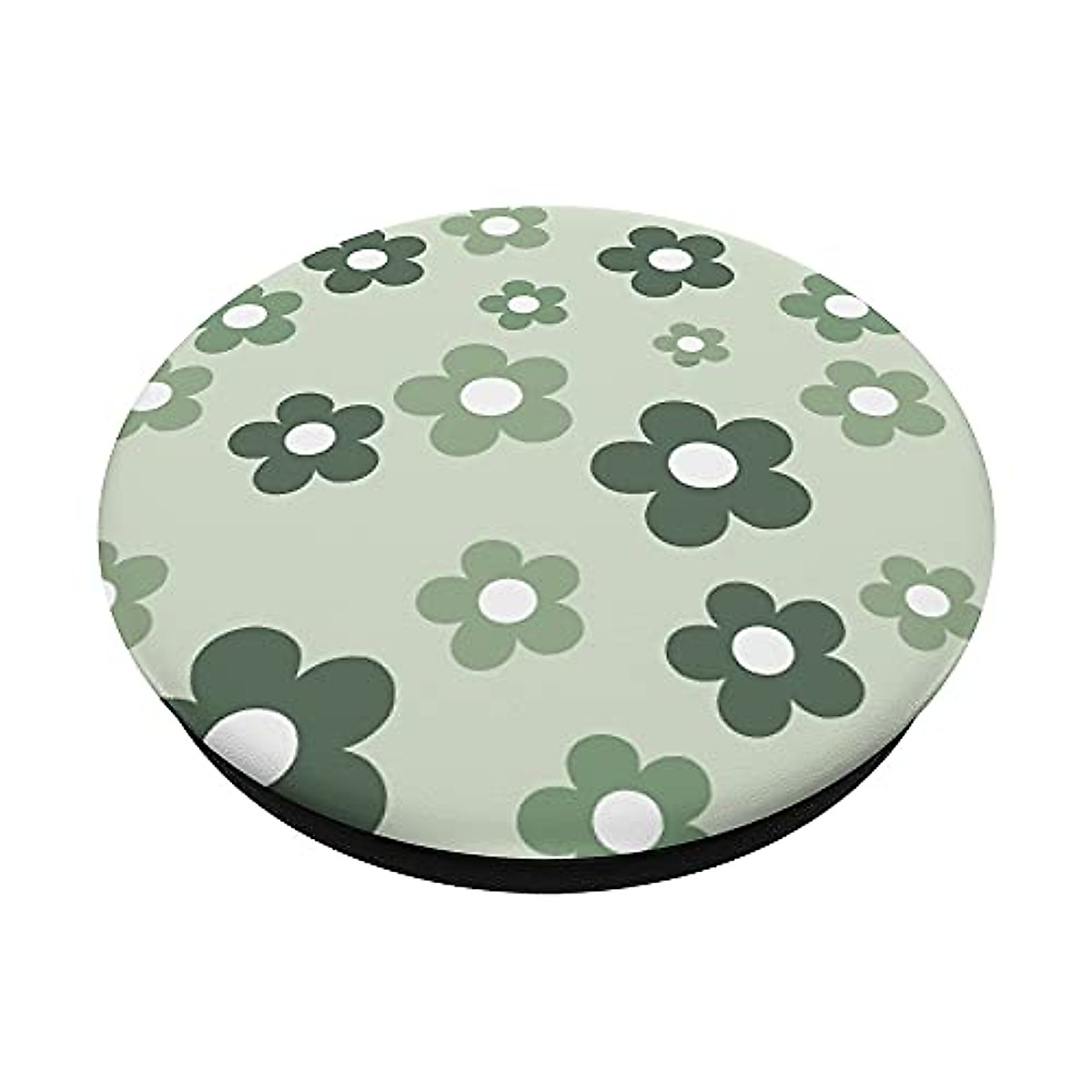 Retro Aesthetic Sage Green Daisy Floral Pattern PopSockets Swappable PopGrip