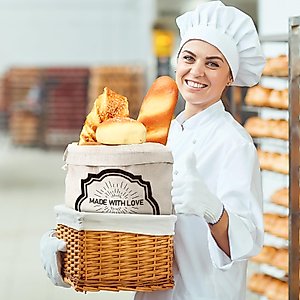 Vesici 8 Pcs Large Linen Bread Bag for Homemade Bread Reusable Bread Container and Saver Drawstring Bread Storage Bags Unbleached Bread Storage Container Keeper for Bakery 12" x 15" (Stylish Style)