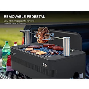 Everdure by Heston Blumenthal Fusion 29-Inch Charcoal Grill with Patented Built-in Rotisserie System & Quick Electric Ignition, Outdoor BBQ Grill, Adjustable Rod Height, Easy Clean-Up, Matte Black