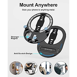 EWA The MagOne Plus Compatible with MagSafe Phone Grip Stand with Silicone Finger Strap, Removable Magnetic Holder Kickstand, Strong Magnets Stick to Metal, Only for iPhone 14, 13, 12 Pro/Max/Plus