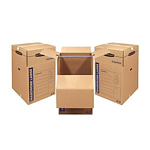 Bankers Box SmoothMove Wardrobe Moving Boxes, Tall, 24 x 24 x 40 Inches, 3 Pack (7711001)