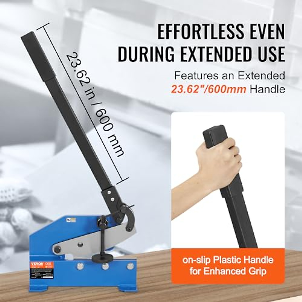 VEVOR Hand Plate Shear 8", Manual Metal Cutter Cutting Thickness1/4 Inch Thick Max, Metal Steel Frame Snip Machine Benchtop 7/16 Inch Rod, for Shear Carbon Steel Plates and Bars , Blue