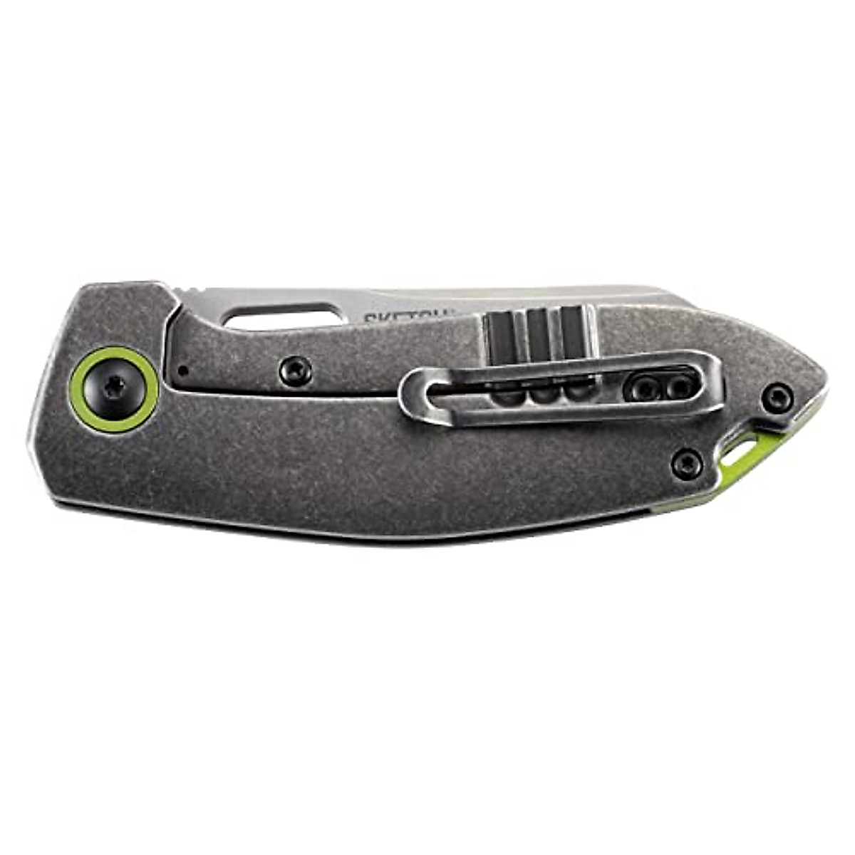 CRKT Sketch EDC Folding Pocket Knife: Urban Everyday Carry Utility Knife, Satin Sheepsfoot Blade, Thumb Slot Open, Stainless Steel Handle, Green Backspacer and Pivot Collar, Pocket Clip 2550