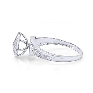Jewel Zone US White Natural Diamond Cluster Ring in 14k White Gold Over Sterling Silver