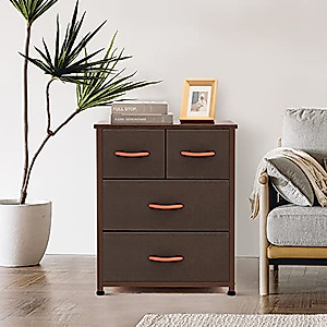 AZL1 Life Concept Dresser Storage Furniture Organizer-Large Standing Chest for Bedroom, Office, Entryway, Living Room and Closet-4 Removable Fabric Drawers, Coffee