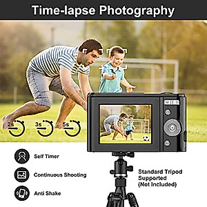 Digital Camera for Teens Kids, 1080P 48MP Kids Camera with 32GB SD Card, 2.4 Inch LCD Screen Kids Digital Camera with 16X Digital Zoom, Compact Kid Camera for Kids Girls Boys Adults Beginners (Black)