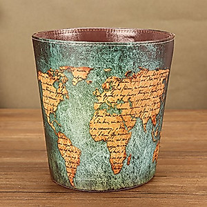 HMANE Wastebasket, Decorative Round Waterproof Litchi Leather Trash Can Paper Garbage Container Bin for Living Room - (Pattern-3)