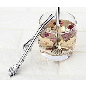 Hihelp 4 PCS Stainless Steel Straws Yerba Mate Bombilla Drinking Straws Free Cleaning Brush Include, Colorful, 6 Piece Set