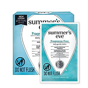 Summer’s Eve Fragrance Free Gentle Daily Feminine Wipes, pH Balanced, 16 Count