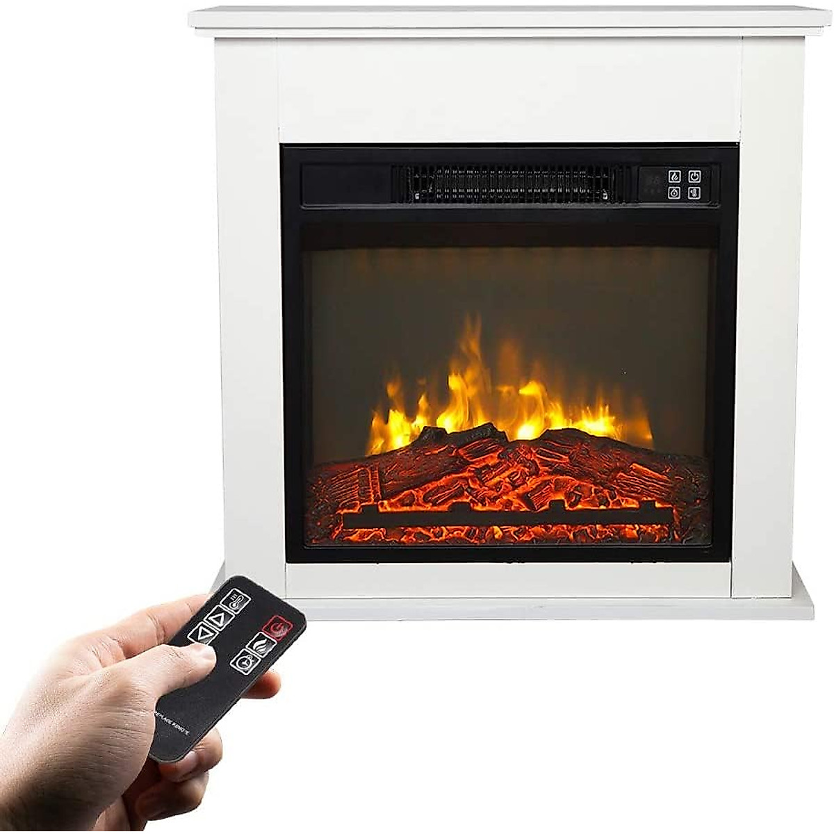 SussLi Electric Fireplace, 25 Inch Electric Fireplace Mantel Heate, Realistic Flame, Overheating Protection, for Small Spaces, Living Room Bedroom - 1400W (25in)