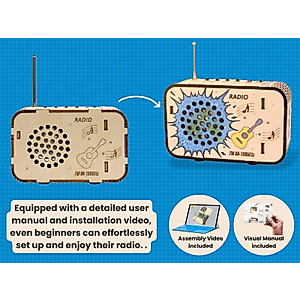 Pica Toys Wooden FM Radio Kit FM 88-108MHz - Science Experiment and Educational Project STEM Kit