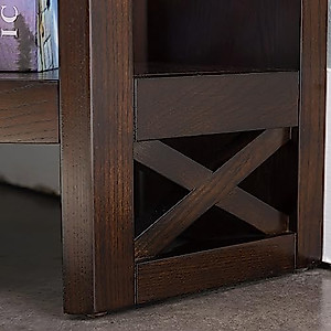 Leick Furniture Mantel Height 3-Shelf Corner Bookcase with Drawer Storage by Leick Home, Chocolate Oak