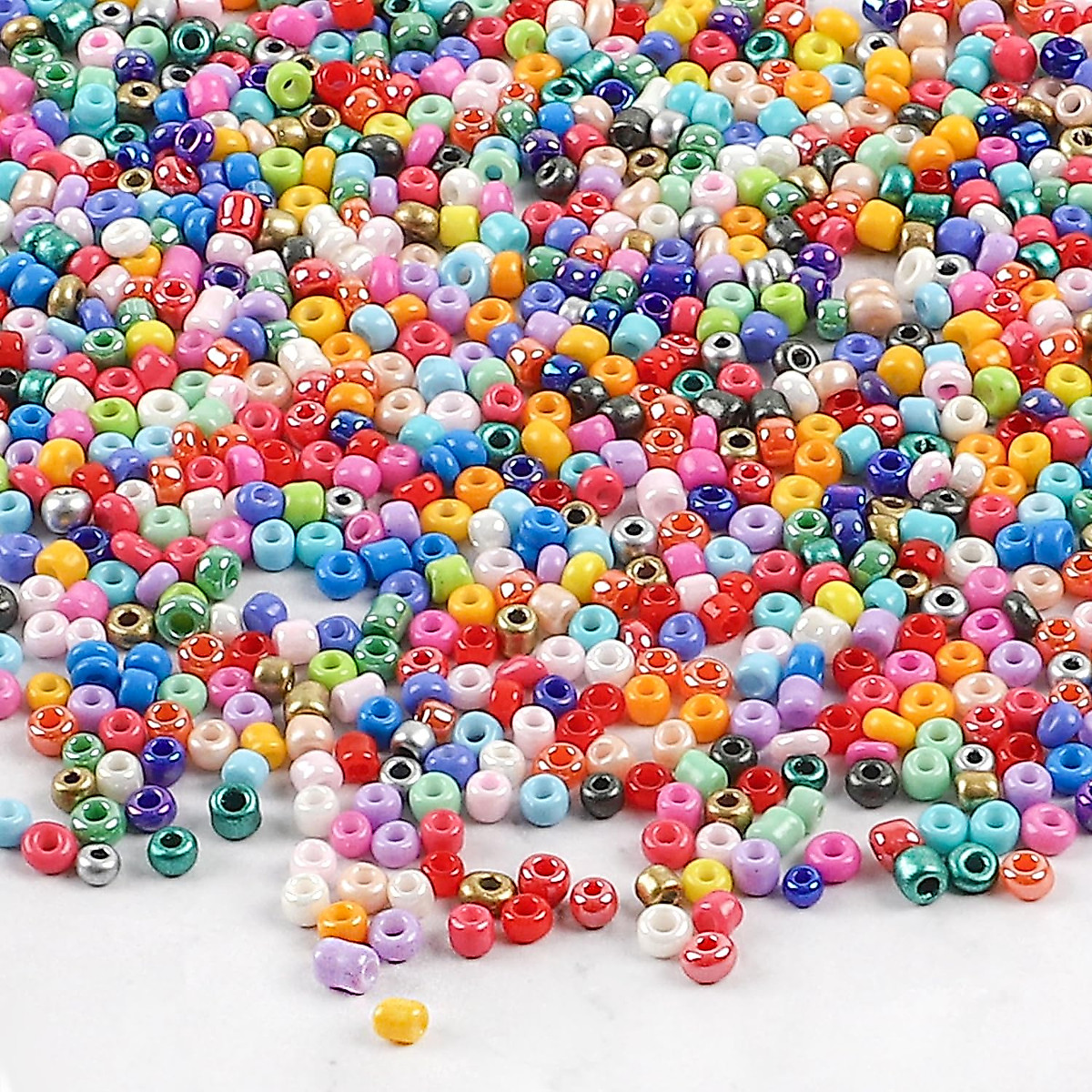 DICOBD 31200pcs 2mm Small Glass Seed Beads, 24 Color Craft Beads for Bracelets Jewelry Making and Crafts, with a Storage Box