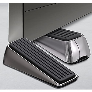 Wedge Door Stoppers for Bottom of Door: 2 Pack Heavy Duty Door Holder Metal & Rubber Door Stop, Anti-slip Floor Mount Door Stopper Keeps Your Door Open, Doorstops for Home Office Dorm Classroom Garage