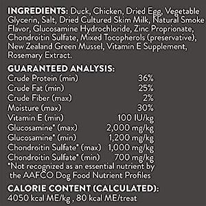 DOGSWELL 100% Grilled Meat Dog Treats, Made in The USA with Glucosamine, Chondroitin & New Zealand Green Mussel for Healthy Hips, 20 oz Duck