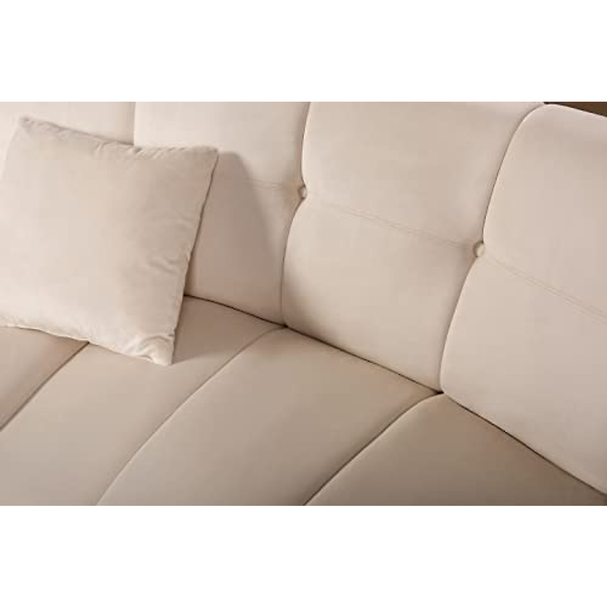 Legend Vansen Velvet Floor Sofa 3 Seats Symmetrical Modular Legless Corner Curved Round couches Sectional, 127", Cream