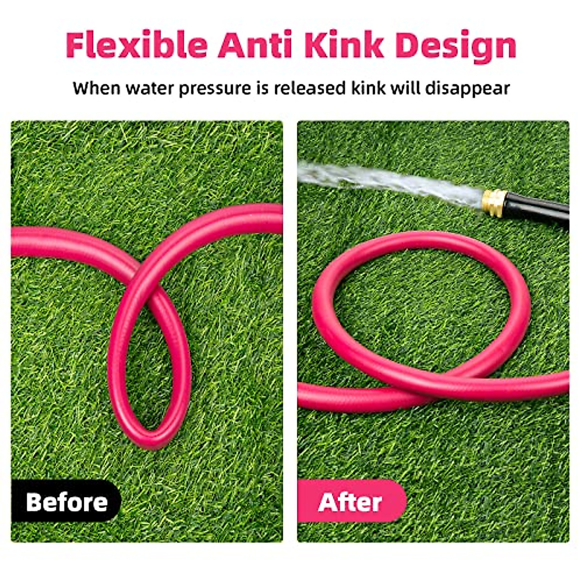 WELLUCK Garden Hose 5/8 in x 3 ft, Heavy Duty Durable Anti Kink Flexible Garden Water Hose for Drinking Water Safe BPA Free, All-weather Lightweight Water Hose for Garden RV Camper Marine