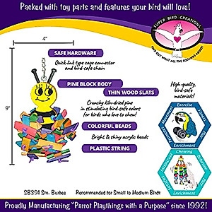 Super Bird Creations SB391 Sm. Buzbee Bird Toy, Small/Medium Bird Size, 9" x 4" x 4"