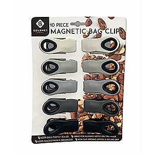 Gourmet Kitchen 10 Piece Bag Clips with Magnet, Food Clips, Chip Clips, Bag Clips for Food Storage with Air Tight Seal Grip, Snack Bags and Food Bags, Air Tight Gray Ombre