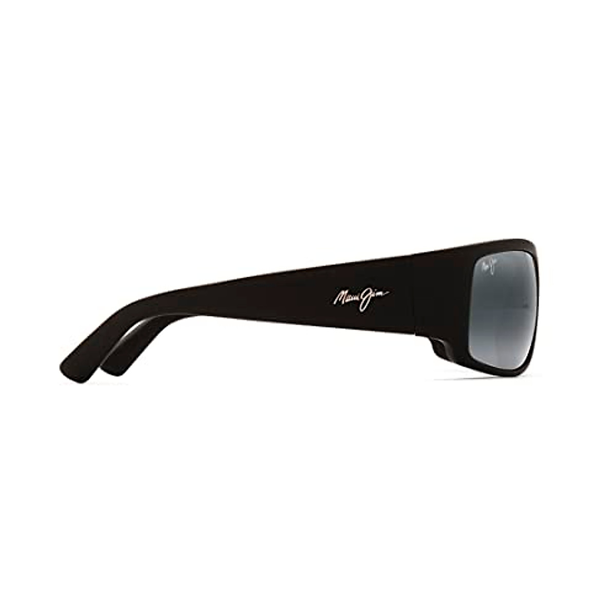 Maui Jim Men's and Women's World Cup Polarized Wrap Sunglasses, Matte Black Rubber/Neutral Grey, Large