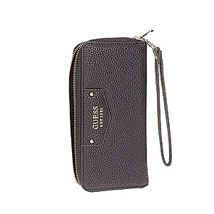 GUESS Womens Eco Brenton Large Zip Around wallet, Black, One Size US