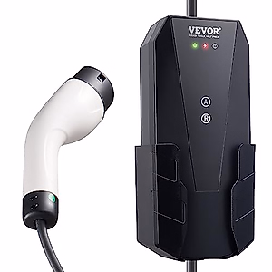 VEVOR Level 1+2 Portable EV Charger, 16 Amp 120V or 240V, Electric Vehicle Charger with 28-Foot Charging Cable NEMA 6-20P Plug NEMA 5-15 Adapter, Plug-in Home EV Charging Station for SAE J1772 EVs