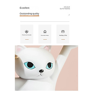 Creative Sand Sculpture cat Decoration Living Room Home Decoration Porch Key Storage Table Tray Housewarming Gift Snack Tray (Light Gray)