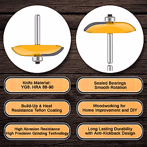 LEATBUY-TECH LEATBUY Router Bits 3 PCS Router Bit Set,1/4-Inch Shank Round Over Raised Panel Cabinet Door Ogee Rail and Stile,Woodworking Wood Cutter,Wood Milling Tool(1/4 Single)
