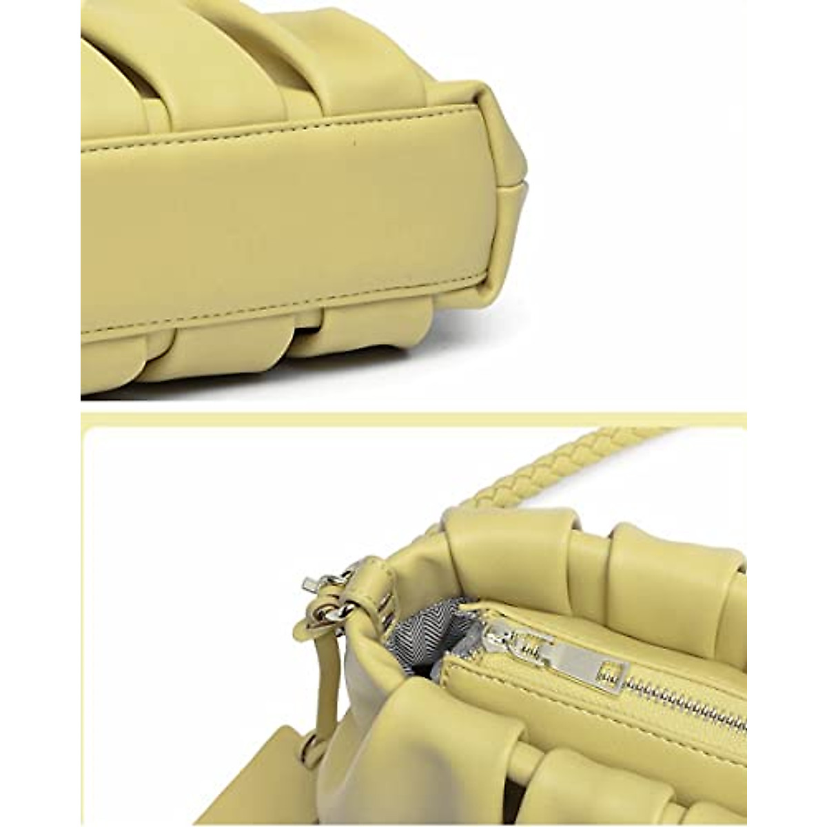 GRPKSSIB Women's Shoulder Purse PU Leather Clutch Ruched Handbag Dumpling Underarm Bag Crossbody Bag