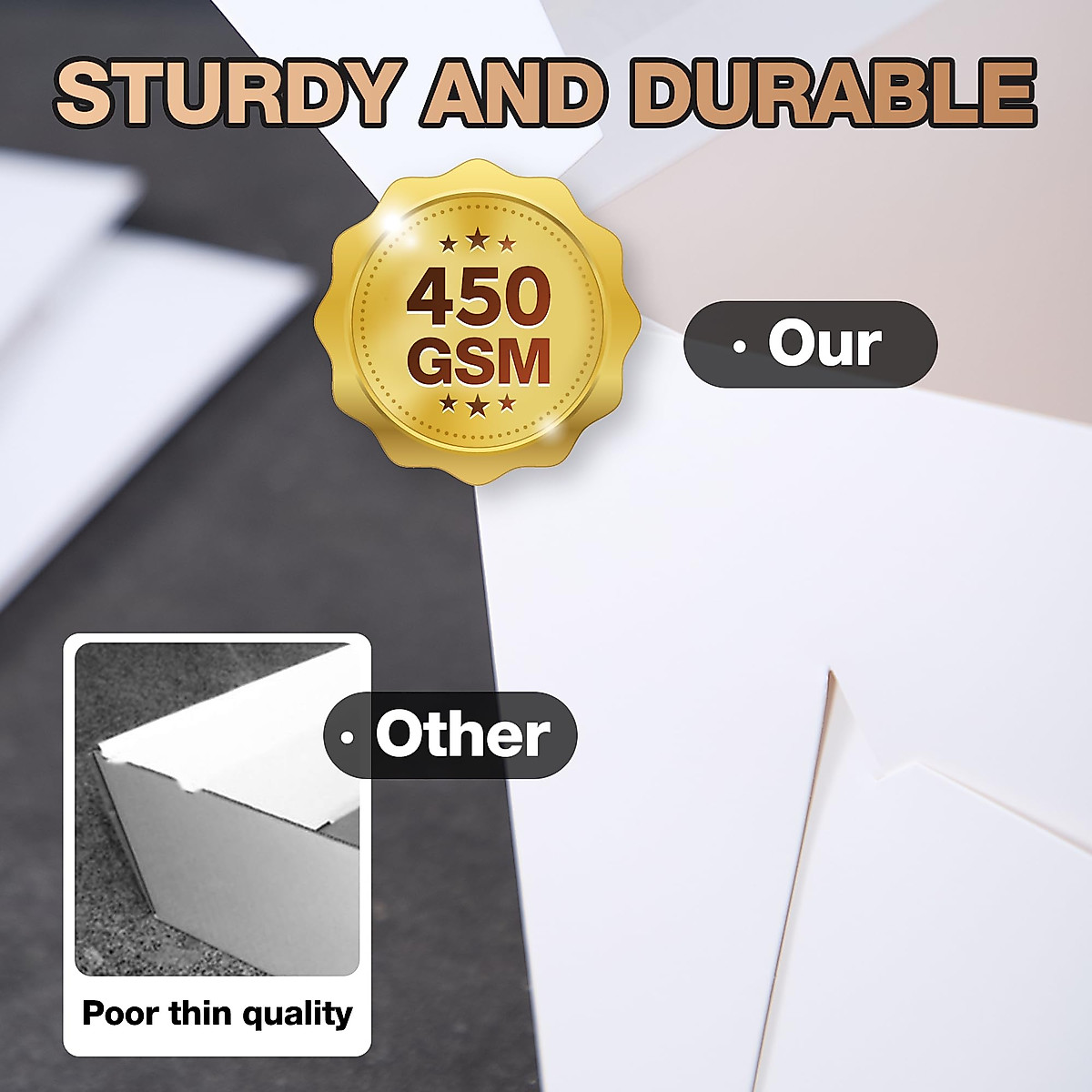 HAUS SPIRIT 20pcs 10x10x5 Cake Boxes USA Made | Cajas Para Pastel | 450GSM Military Grade Most Certified 10inch Cake Boxes