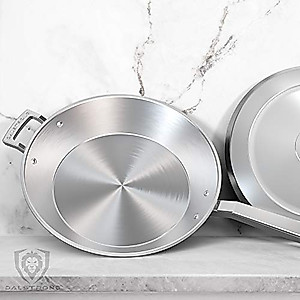 DALSTRONG Frying Pan Skillet - 12 inch - The Avalon Series - 5-Ply Copper Core - Hammered Finish Cooking Pan - 3 Quart - Premium Silver Kitchen Cookware - Omelet, Beef, Egg Pan - w/Lid & Pot Protector