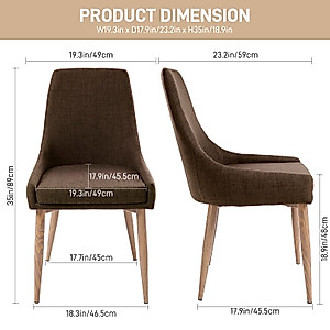 E&D FURNITURE Dining Chairs Set of 4, Dining Room Chairs Fabric Kitchen Chairs Set of 4 Sillas de Comedor Mid Century Modern Upholstered Dining Chairs 4 Pack Accent Chairs with Legs, Brown
