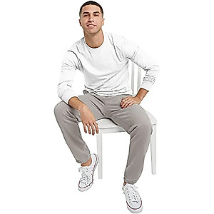 Hanes Originals Long Sleeve Cotton T-Shirt, Classic Crewneck Tee for Men, White, Large