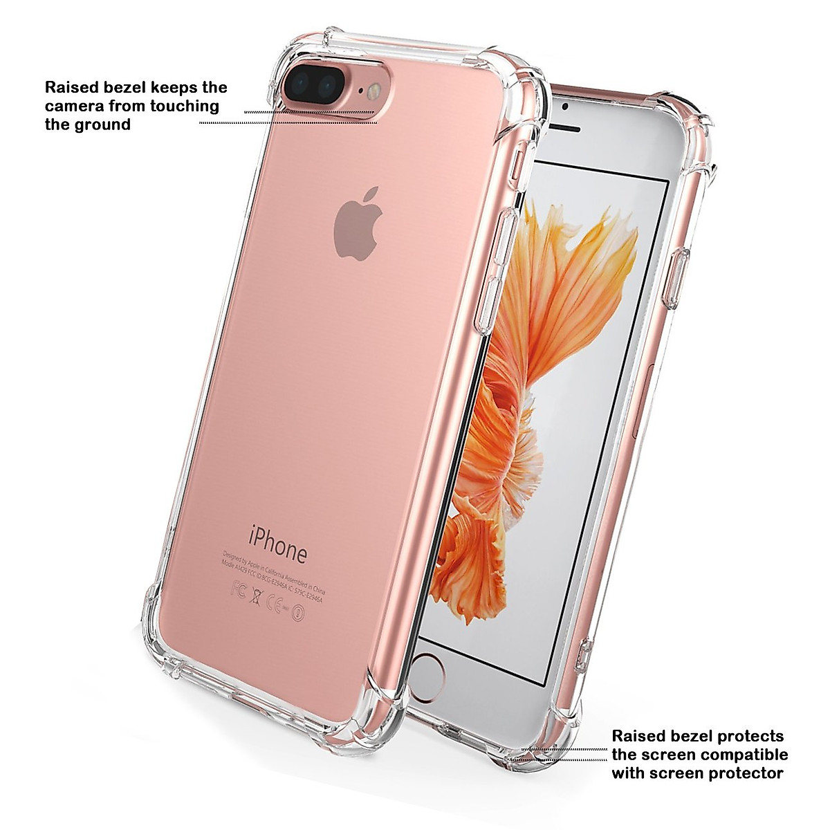for iPhone 7 Plus Case, for iPhone 8 Plus Case, Matone Crystal Clear Shock Absorption Technology Bumper Soft TPU Cover Case for iPhone 7 Plus (2016)/iPhone 8 Plus (2017) - Clear
